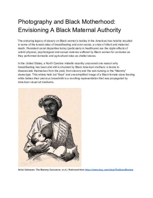 (PDF) Photography and Black Motherhood: Envisioning A Black Maternal ...