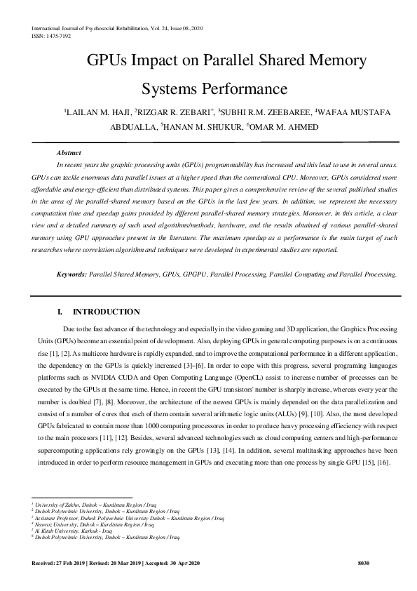 (PDF) GPUs Impact on Parallel Shared Memory Systems Performance