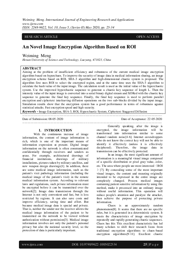 (PDF) An Novel Image Encryption Algorithm Based on ROI