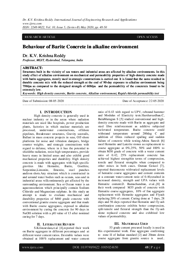 (PDF) Behaviour of Barite Concrete in alkaline environment