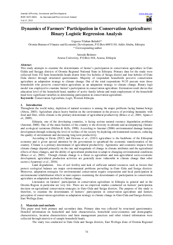 (PDF) Dynamics of Farmers' Participation in Conservation Agriculture ...