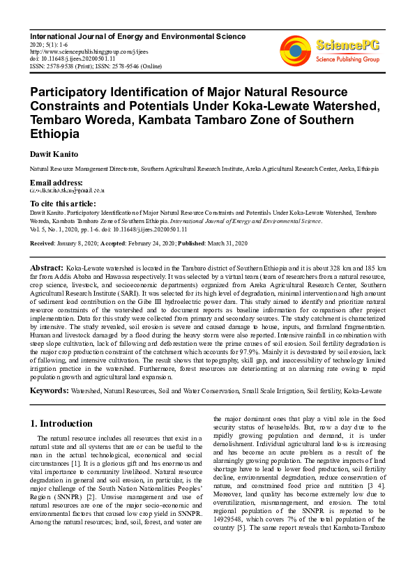 (PDF) Participatory Identification of Major Natural Resource ...
