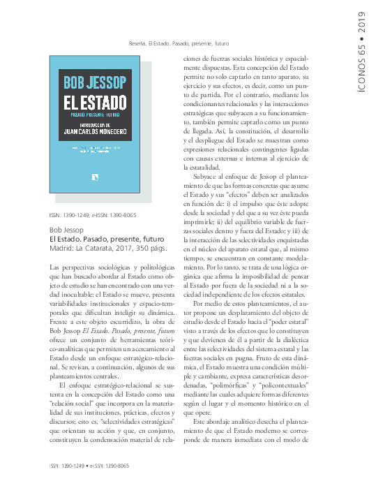 (PDF) Bob Jessop - El Estado. Pasado, presente, futuro.