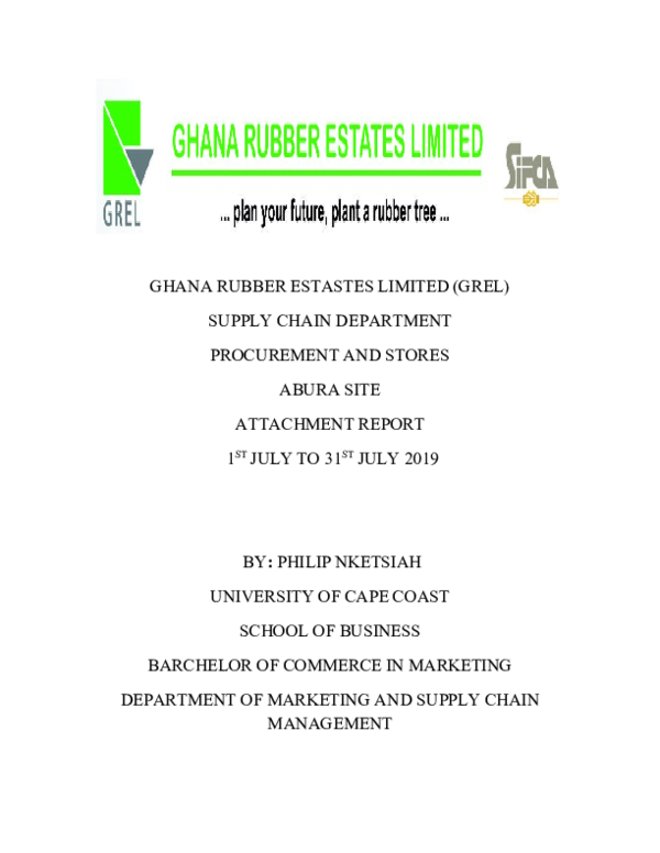 (DOC) GHANA RUBBER ESTASTES LIMITED (GREL) SUPPLY CHAIN DEPARTMENT ...