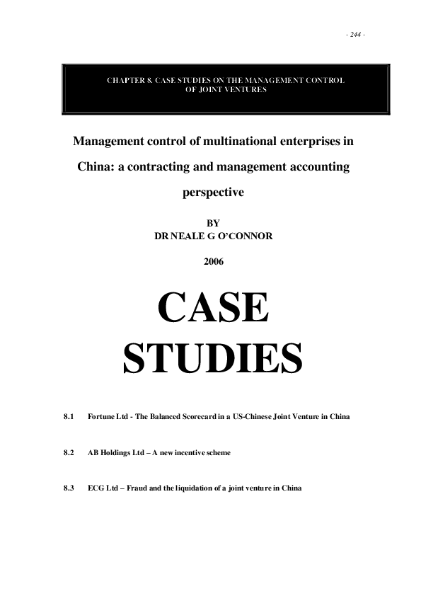 (PDF) CHAPTER 8. CASE STUDIES ON THE MANAGEMENT CONTROL OF JOINT VENTURES
