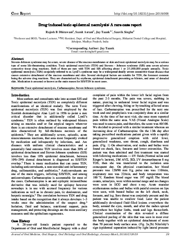 (PDF) Drug-induced toxic epidermal necrolysis: A rare case report