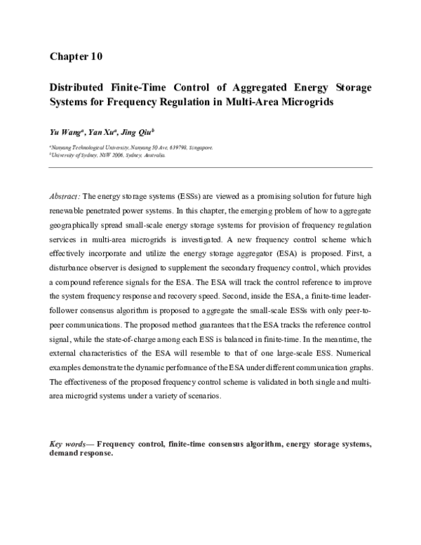 (PDF) Book Chapter: Distributed Finite-Time Control of Aggregated Energy Storage Systems for ...