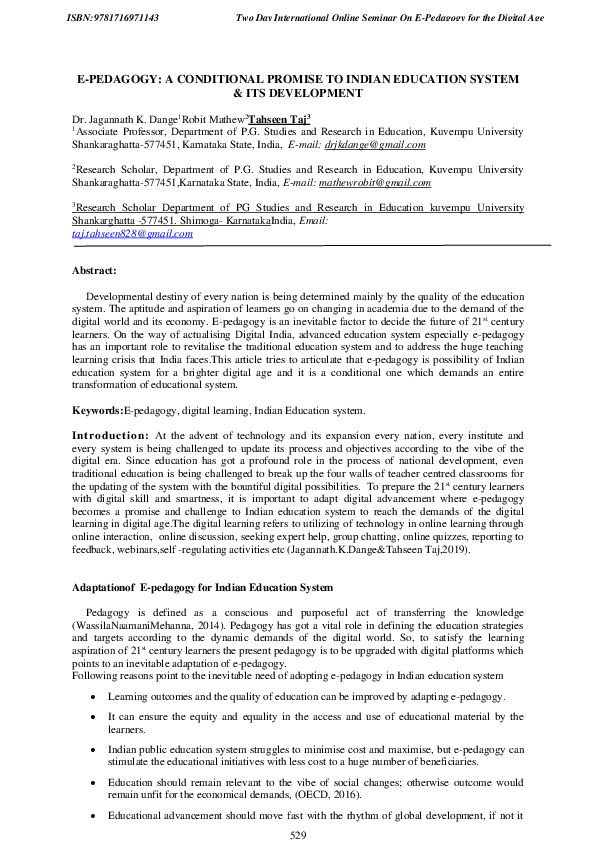 (PDF) E-Pedagogy for the Digital Age E-PEDAGOGY: A CONDITIONAL PROMISE ...