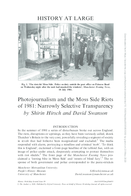 (PDF) Photojournalism and the Moss Side Riots of 1981: Narrowly ...