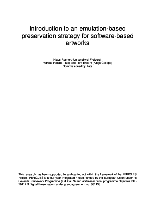 (PDF) Introduction to an emulation-based preservation strategy for ...