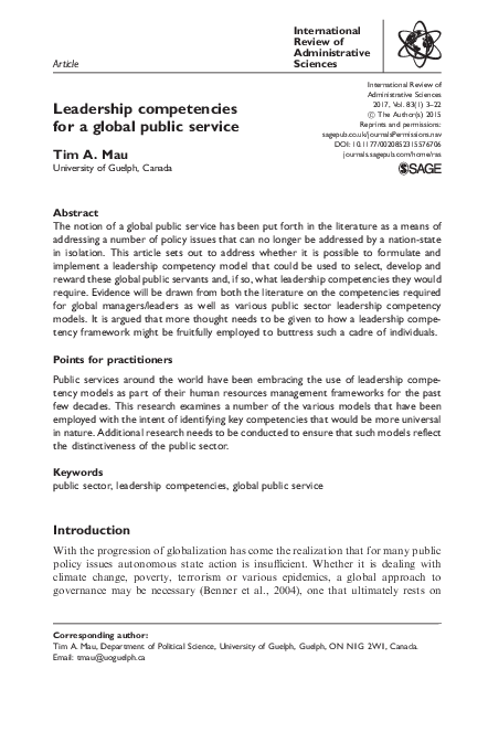 (PDF) Leadership Competencies for a Global Public Service