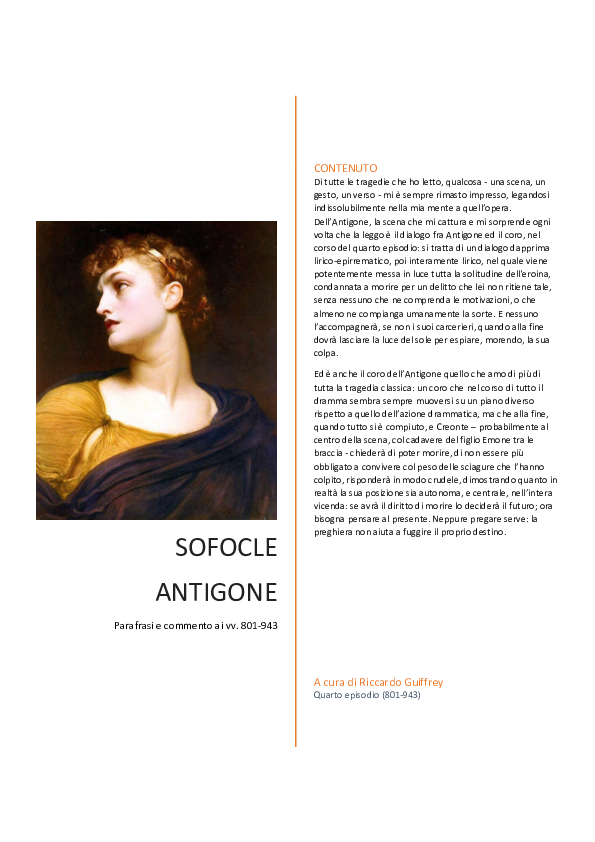 (PDF) SOFOCLE - Antigone - Parafrasi e commento ai versi 801-943