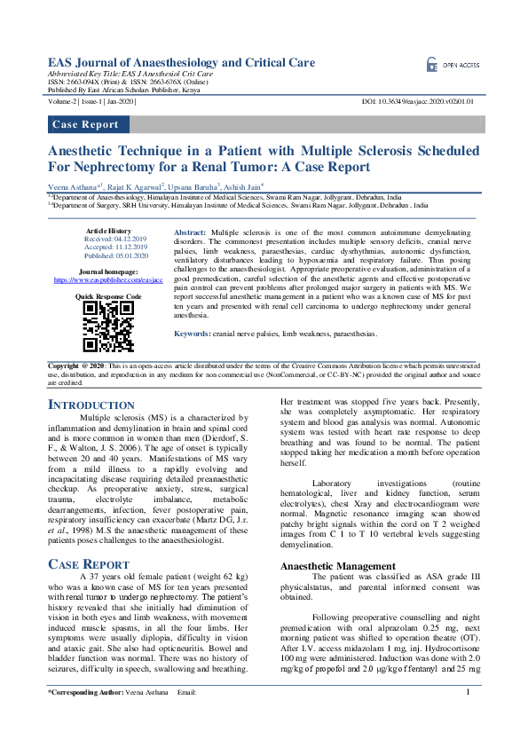 (PDF) EAS Journal of Anaesthesiology and Critical Care Abbreviated Key ...