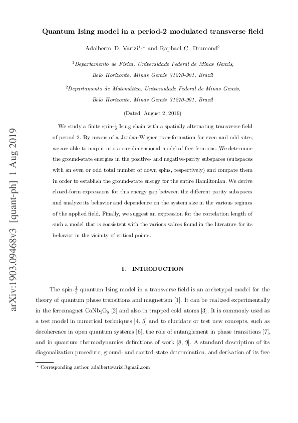 (PDF) Quantum Ising model in a period-2 modulated transverse field