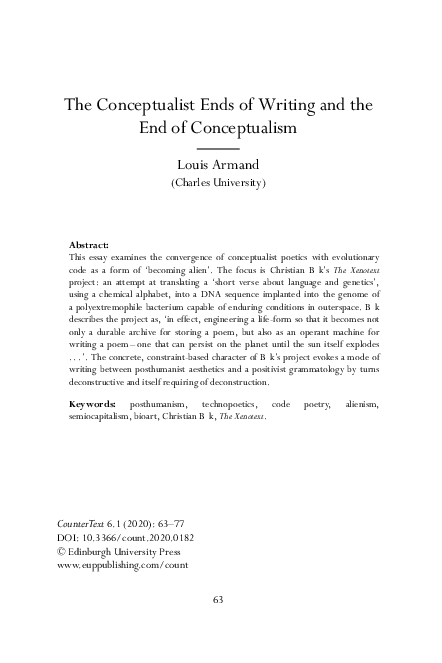 (PDF) The Conceptualist Ends of Writing and the End of Conceptualism