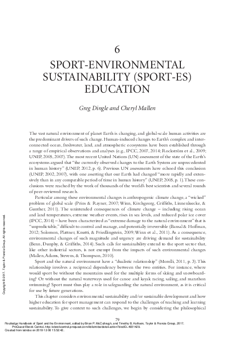 (PDF) Sport environmental sustainability (sport-ES) education