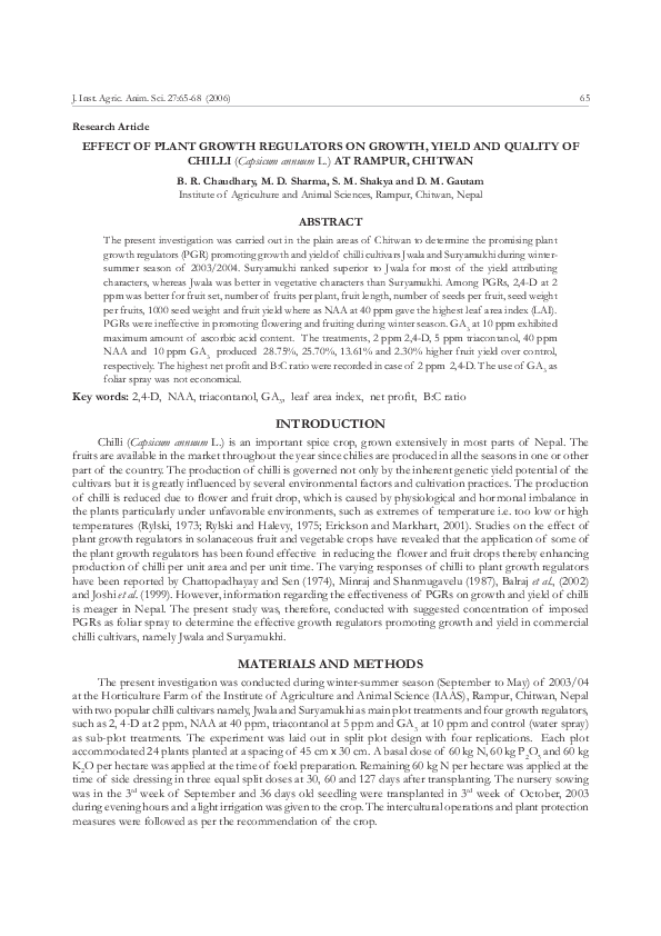 (PDF) Effect of plant growth regulators on growth, yield and quality of ...
