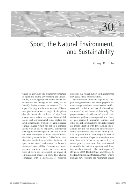 (PDF) Sport, the natural environment, and sustainability