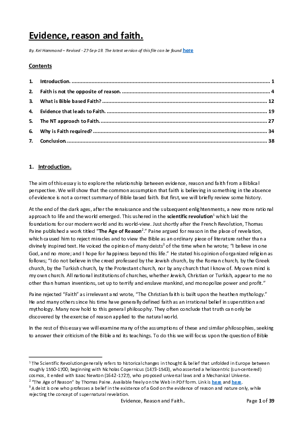(PDF) Evidence, reason and faith - considering the evidential approach ...