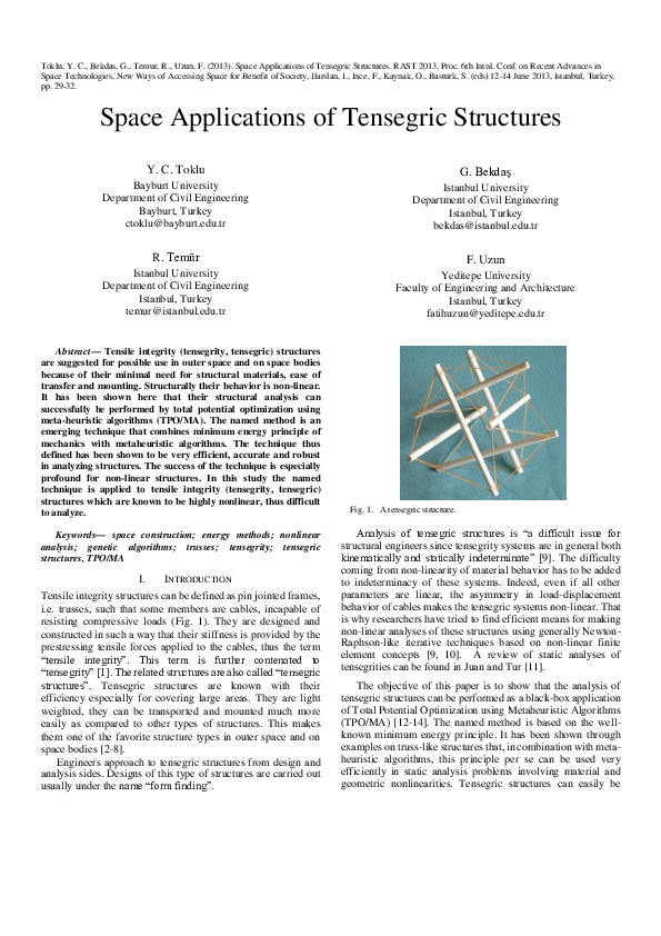 (PDF) Space Applications of Tensegric Structures. RAST