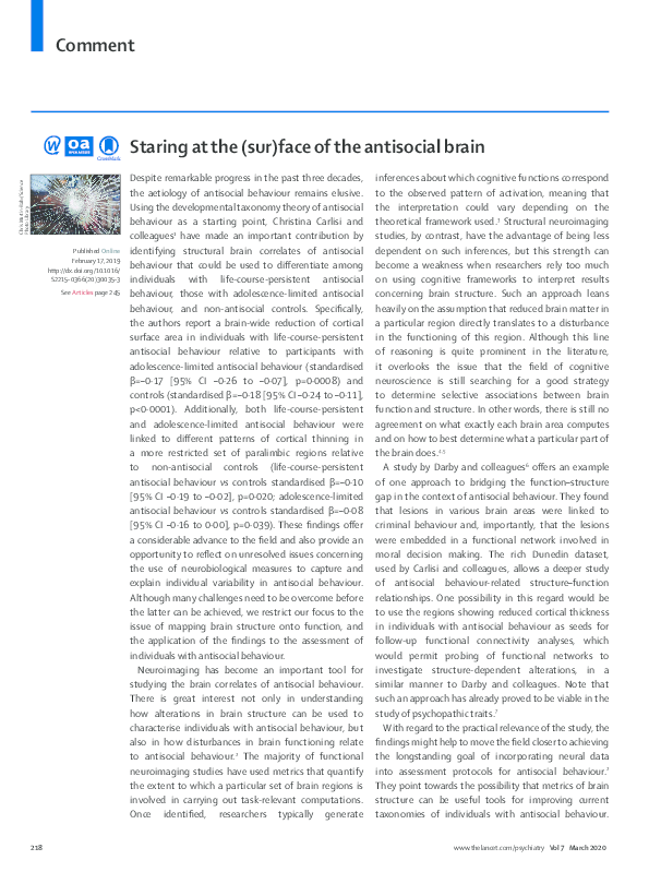 (PDF) Staring at the (sur)face of the antisocial brain