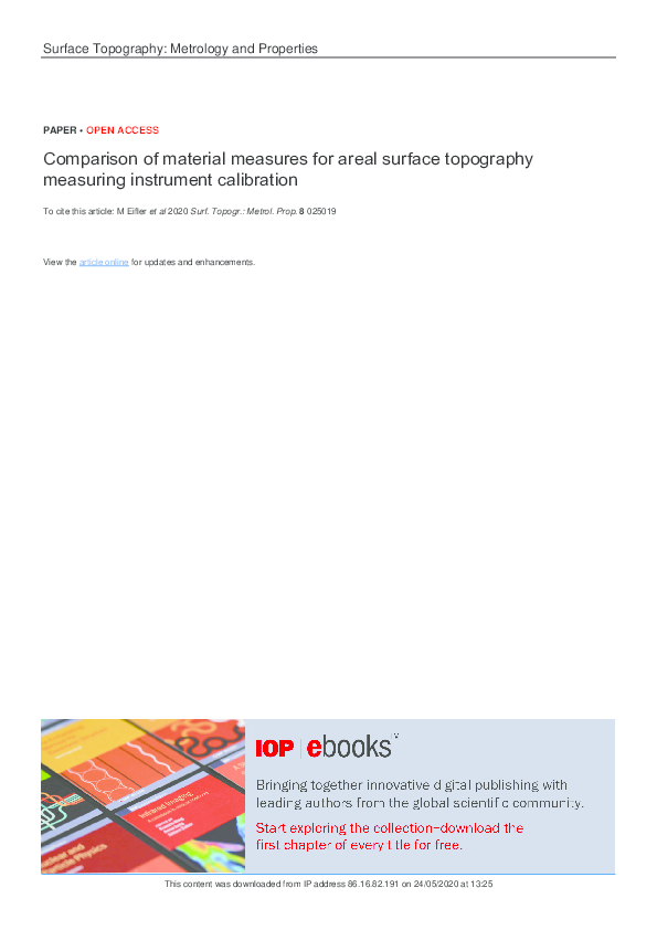 (PDF) Comparison of material measures for areal surface topography ...
