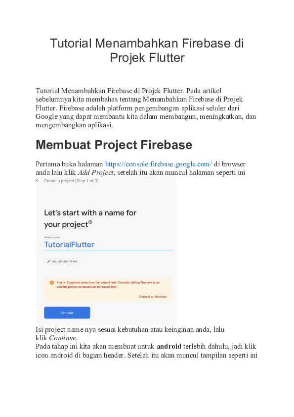 (DOC) Tutorial Menambahkan Firebase di Projek Flutter