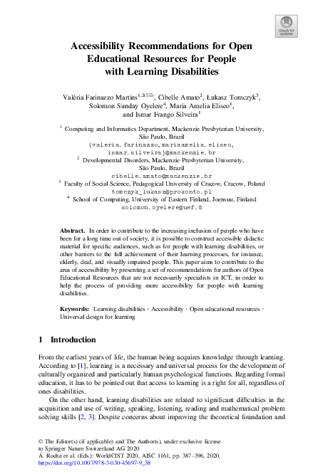 (PDF) Accessibility Recommendations for Open Educational Resources for ...