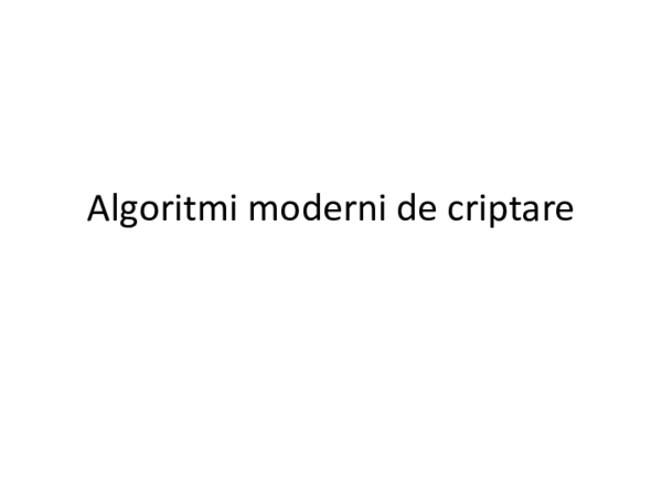 (PDF) Algoritmi moderni de criptare