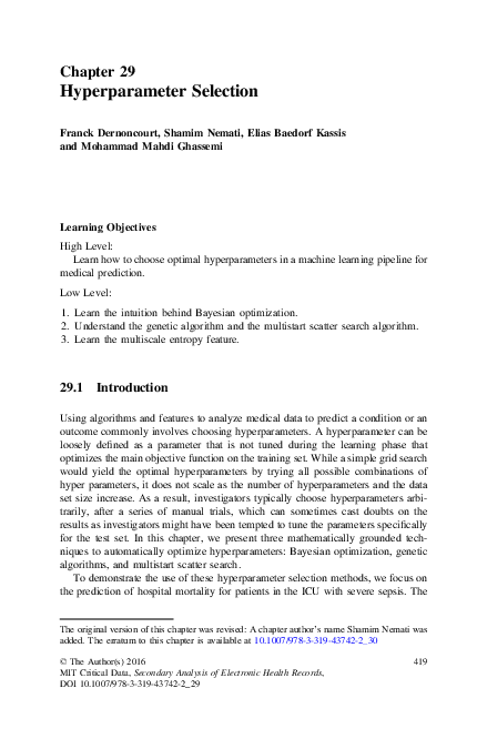 (PDF) Hyperparameter Selection
