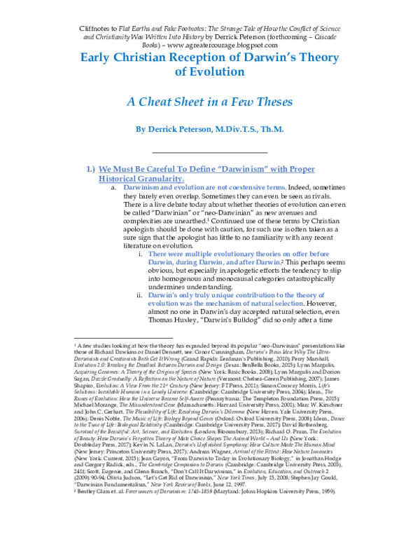 (PDF) Early Christian Reception of Darwin's Theory of Evolution A Cheat ...