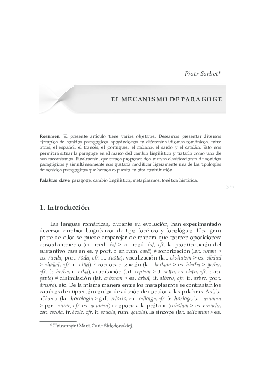 (PDF) El mecanismo de paragoge