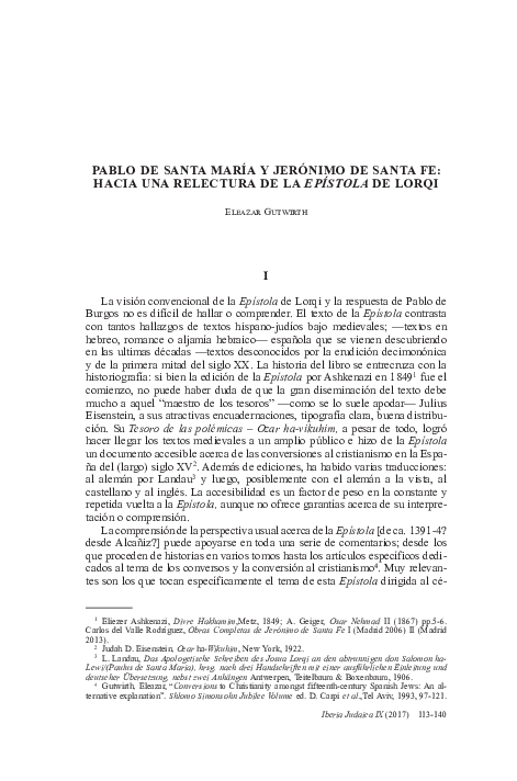 (PDF) Eleazar Gutwirth, “Pablo de Santa María y Jerónimo de Santa Fe ...