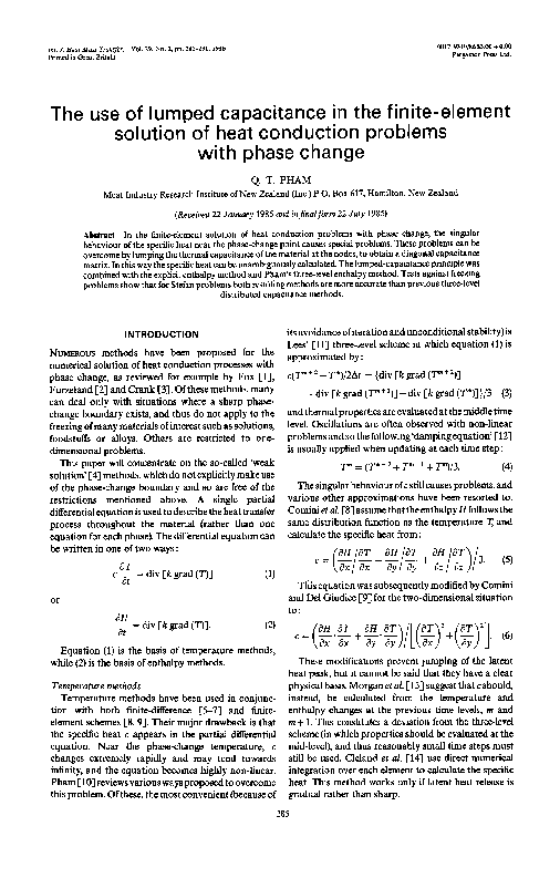 (PDF) The use of lumped capacitance in the finite-element solution of heat conduction problems ...