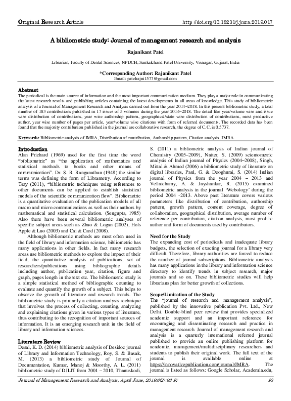 (PDF) Journal of Management Research and Analysis, April-June, 2019;6(2 ...