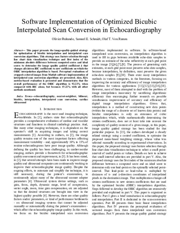 (PDF) Software Implementation of Optimized Bicubic Interpolated Scan Conversion in Echocardiography