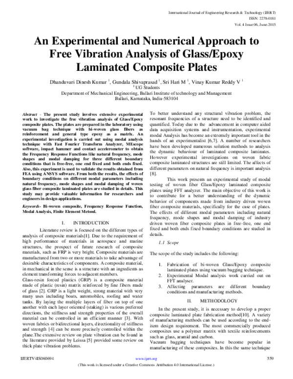 Pdf Vibration Analysis Of Composite Plate Ijmer Journal