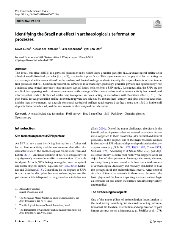 (PDF) Identifying the Brazil nut effect in archaeological site ...