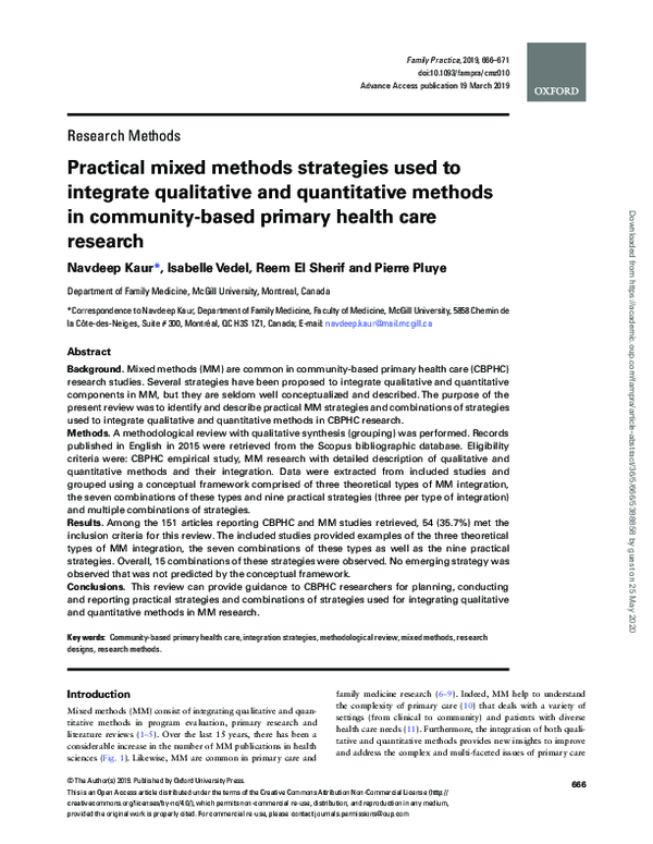 (PDF) Practical mixed methods strategies used to integrate qualitative ...