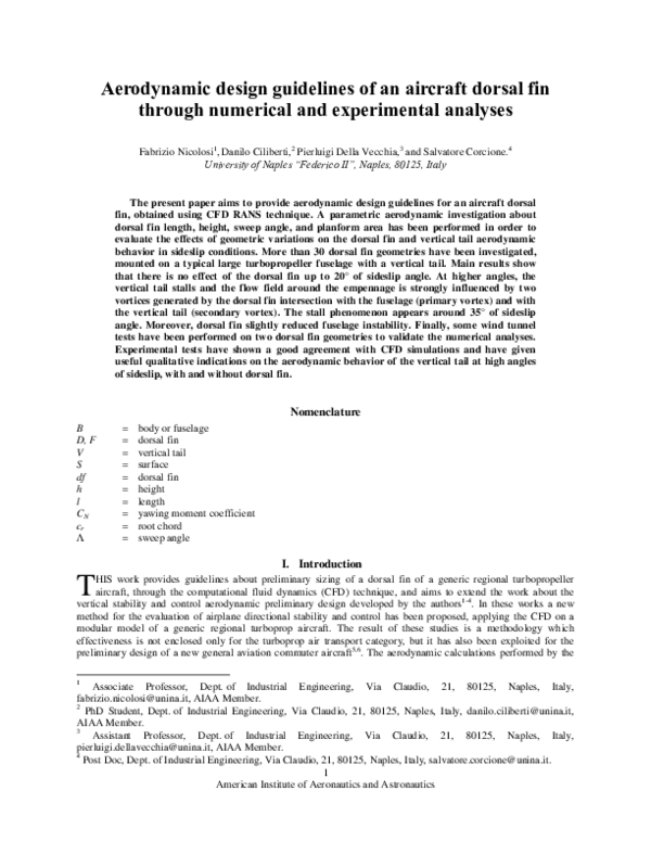 (PDF) Aerodynamic Design Guidelines of Aircraft Dorsal Fin
