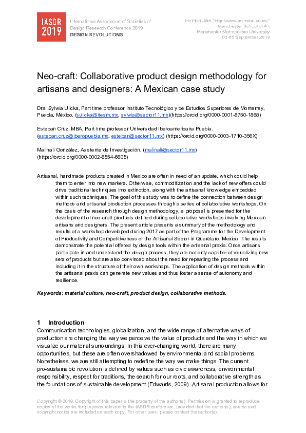 (PDF) Neo-craft: Collaborative product design methodology for artisans ...