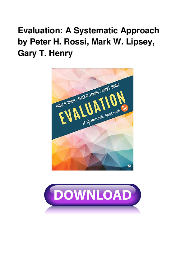 (PDF) Evaluation: A Systematic Approach