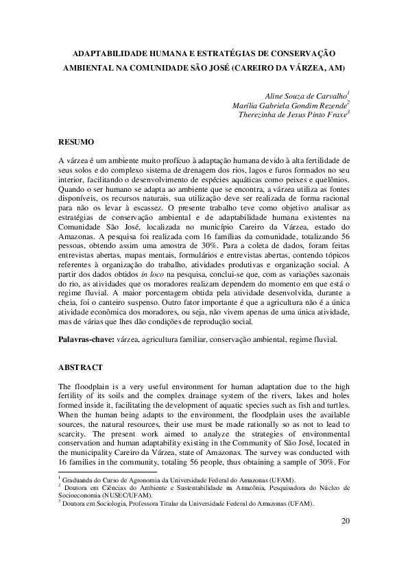 (PDF) ADAPTABILIDADE HUMANA E ESTRATÉGIAS DE CONSERVAÇÃO AMBIENTAL NA ...