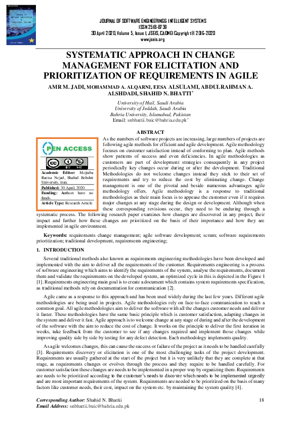 (PDF) SYSTEMATIC APPROACH IN CHANGE MANAGEMENT FOR ELICITATION AND ...