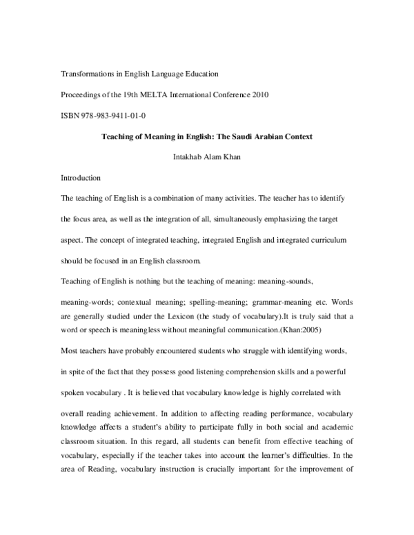 (PDF) Transformations in English Language Education.MELTA paper dr