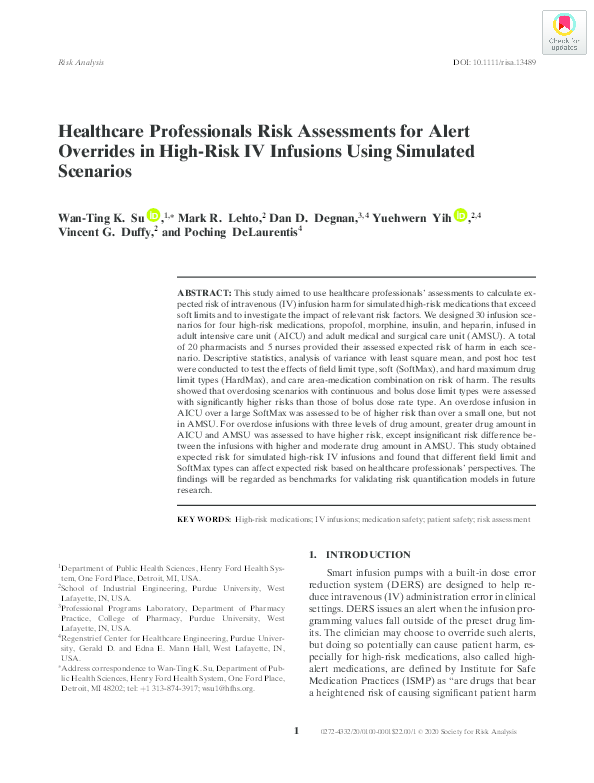 (PDF) Healthcare Professionals Risk Assessments for Alert Overrides in ...