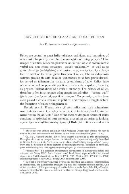 (PDF) COVETED RELIC: The Khasarpaṇi Idol of Bhutan