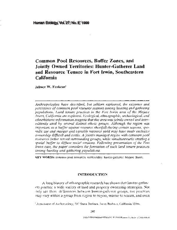(PDF) Common pool resources, buffer zones, and jointly owned ...