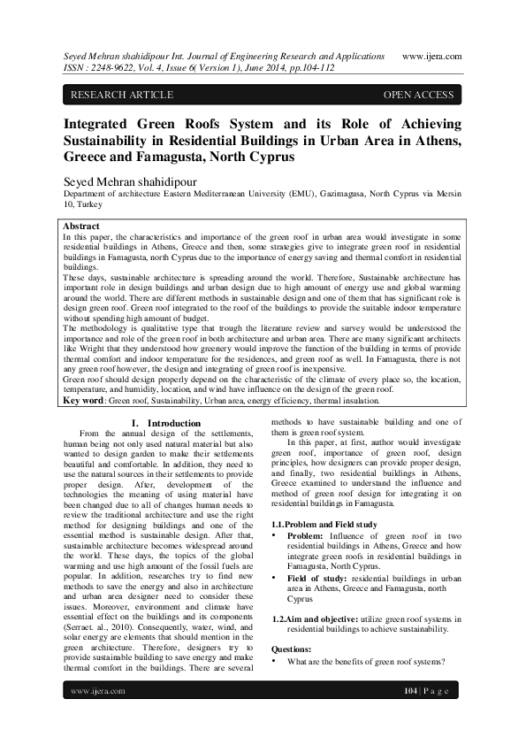 (PDF) Integrated Green Roofs System and its Role of Achieving ...