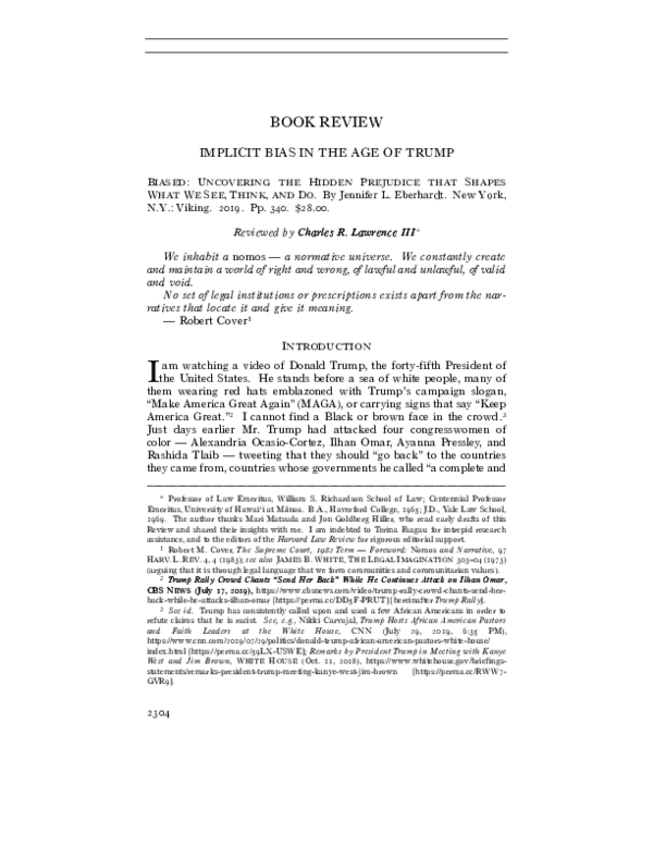 (PDF) BOOK REVIEW IMPLICIT BIAS IN THE AGE OF TRUMP